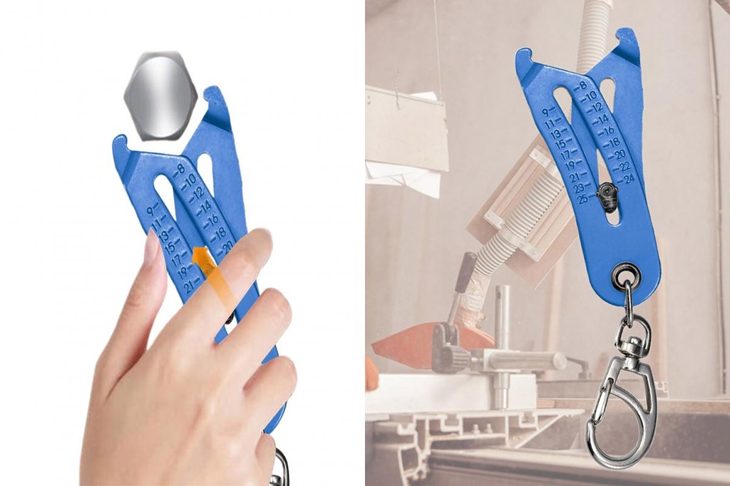 RC~ Keychain Ring Bolt Checker Dual Scale Bolt and Nut Identifier Handy ...