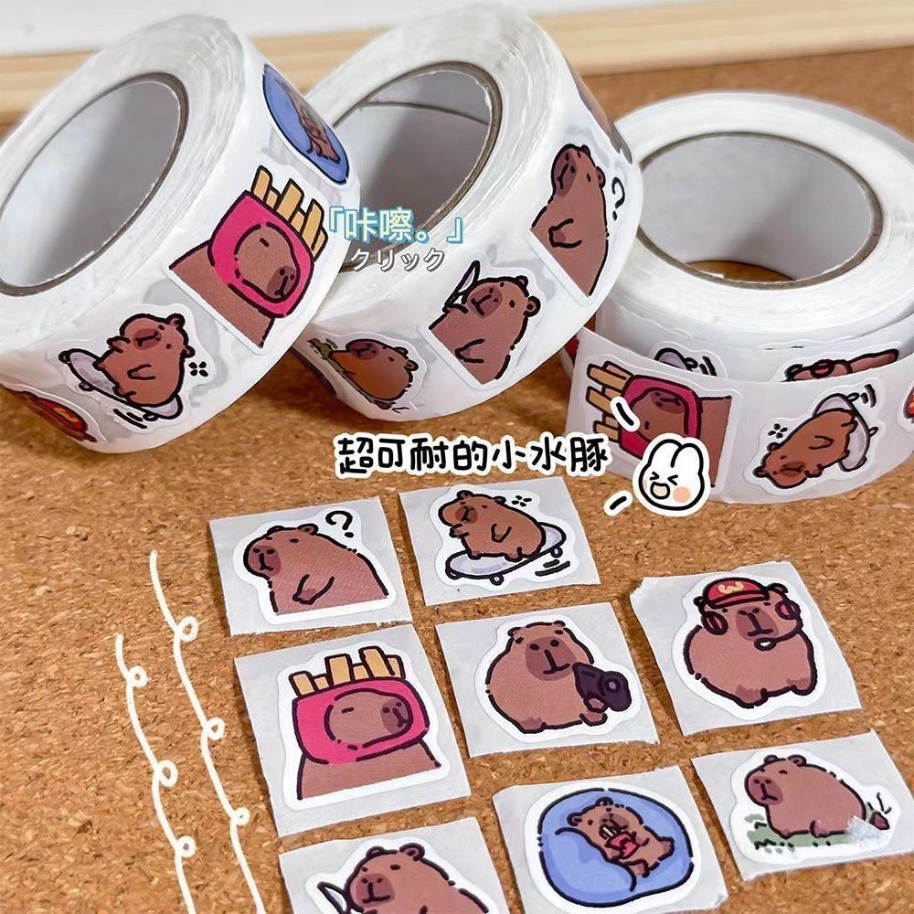 Capybara Roll Sticker Cute Capybara Handbook Envelope Sticker | Shopee ...