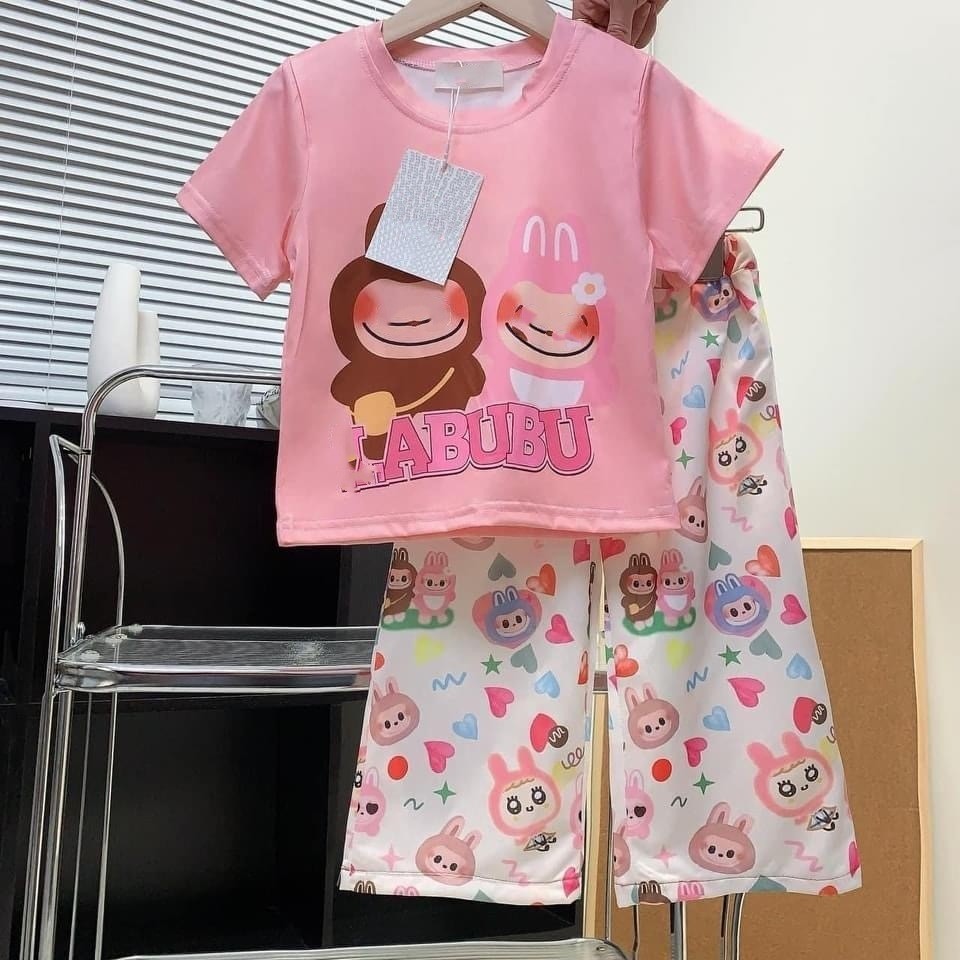 Kids Terno for Girls Cartoon Labubu Printed Tops Pants Baby Girl Ootd ...