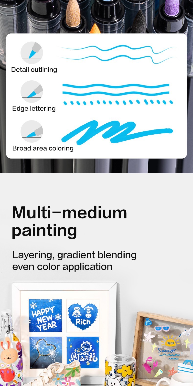 Deli Acrylic Paint Marker Soft Tip Pen Paint Drawing Colouring Painting ...