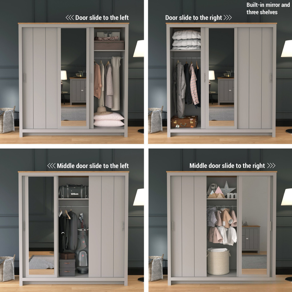 Synergy House Lexington 3 Door Sliding Wardrobe (5.9ft) | Shopee Malaysia