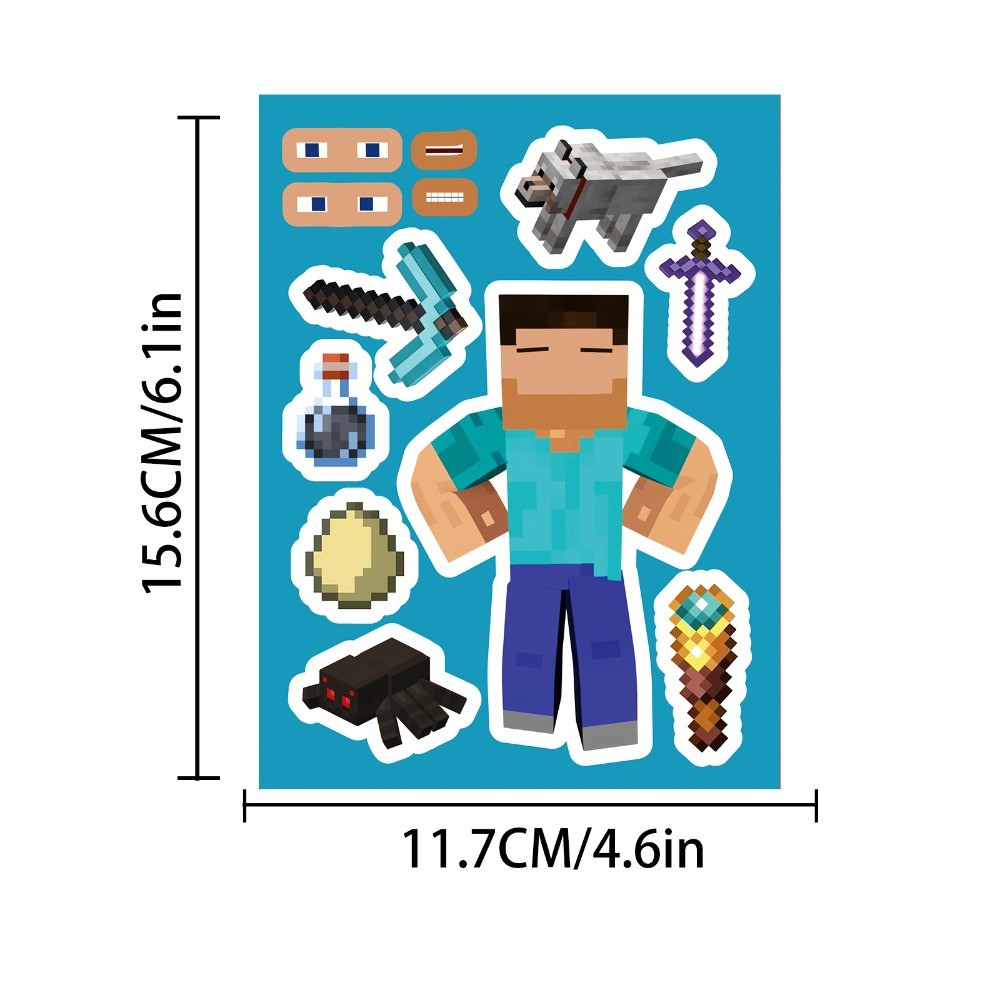 8pcs New Minecraft Pixel Stickers for Children's Puzzle DIY Water Cup ...