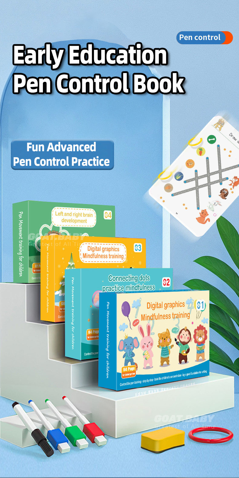 Erasable Tracing Book Pen Control Training Educational Toys for Kids ...
