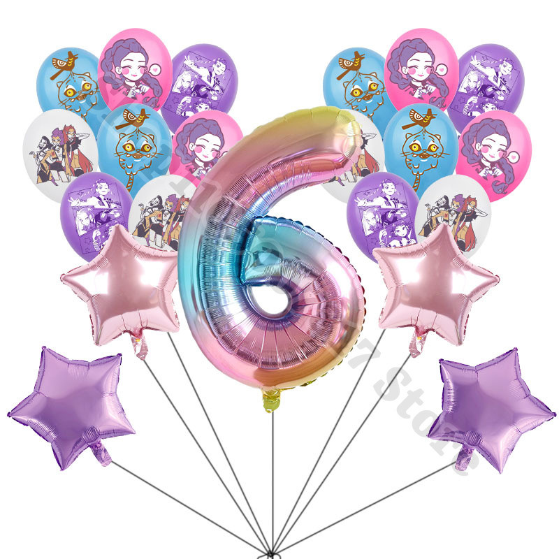 KPop Demon Hunters Theme Children's Party Cartoon Color Digital ...