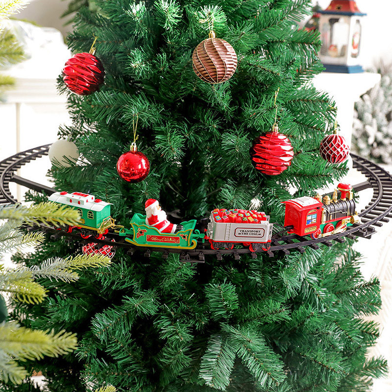 Christmas Tree Decoration Toy Train Electric Sound and Light Train ...