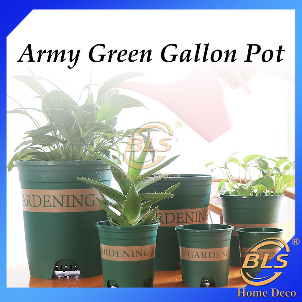 Monrovia Flower Pot Army Green Gallon Pot (High) Gardening Plastic ...