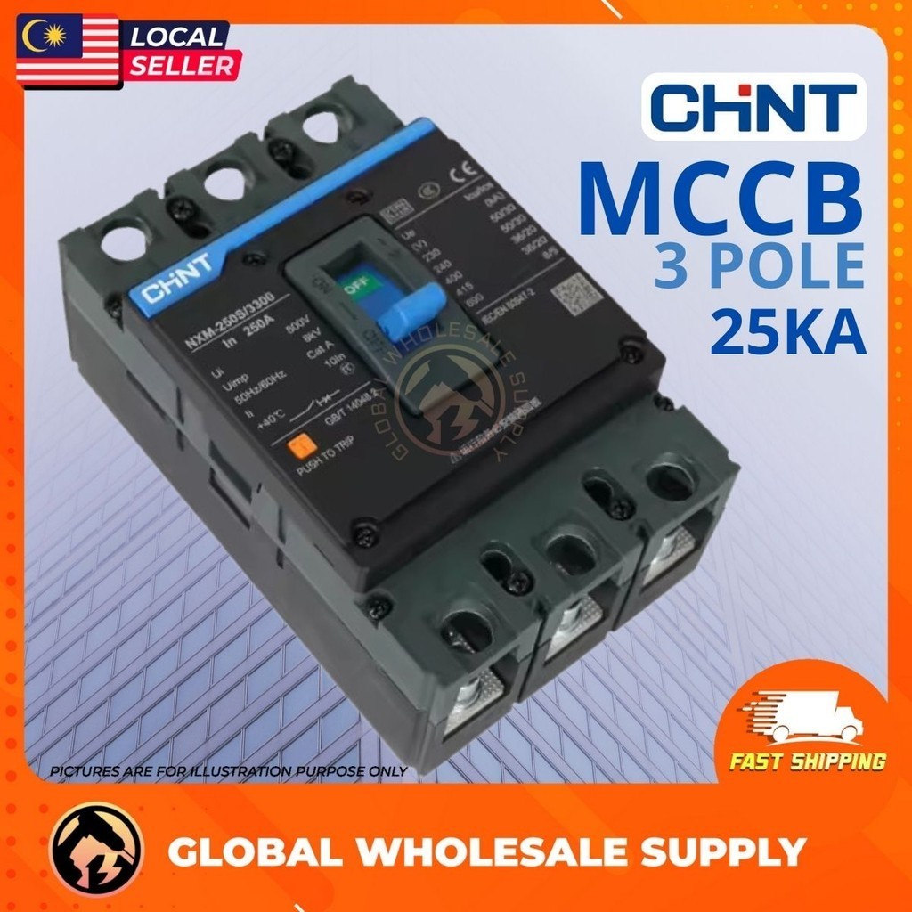 CHINT NXM Series Moulded Case Circuit Breaker 25KA 3P MCCB Overload Protection Short Circuit ...