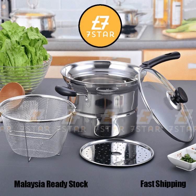 7star Italy Stainless Steel Multipurpose Pot Deep Fry Steam Cooking Pot ...