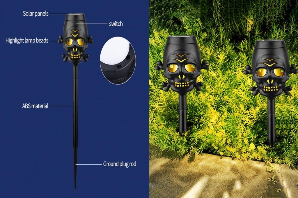 Direct Sunlight Charging Lights Solar Torch Light Spooky Skull Solar ...