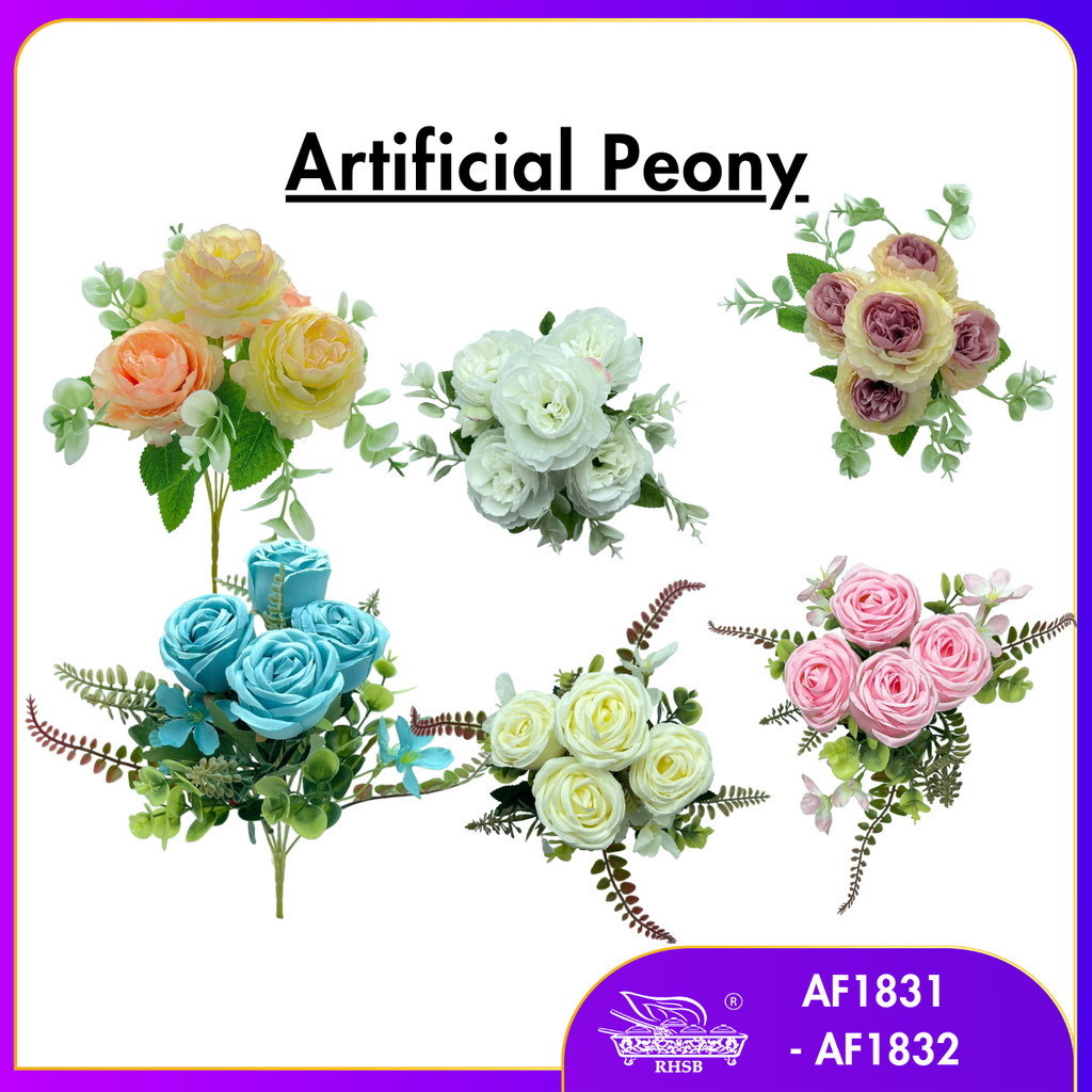 ARTIFICIAL PEONY / TEA ROSE / BUNGA MUM / ARTIFICIAL FLOWER / BUNGA ...