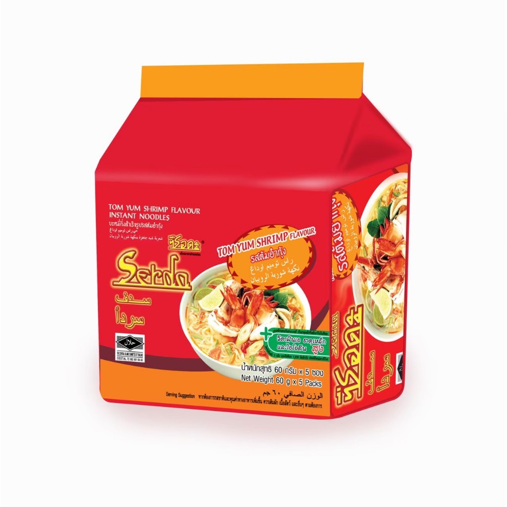 Serda Instant Noodles Tom Yum Shrimps Flavour 60g x 5pkt ( Maggi Siam ...