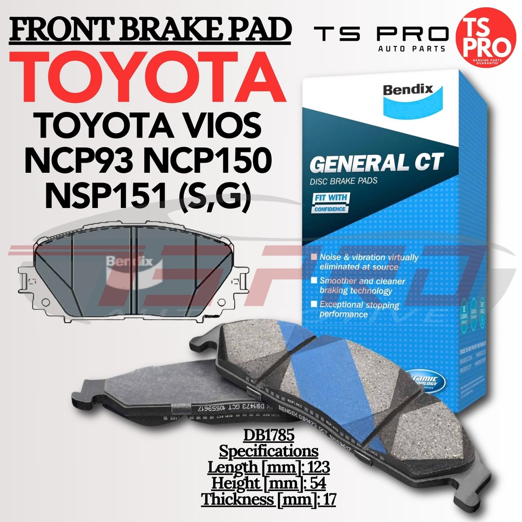 Toyota Vios NCP93 NCP150 NSP151 (S,G) Bendix Front Disk Brake Pad Disc ...