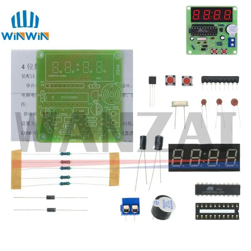 DIY Kits AT89C2051 Electronic Clock Digital Tube LED Display Suite ...