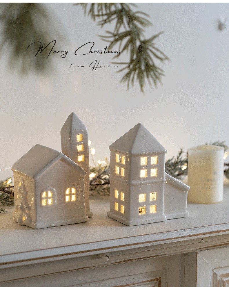 Gift ins Nordic Style Ceramic Luminous Cabin 2025 Holiday Atmosphere ...