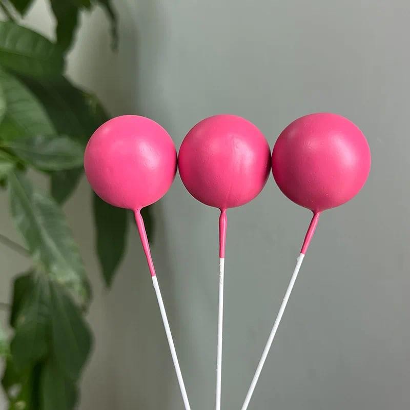 60Pcs Hot Pink Orange Balls Cake Toppers 2-4cm Yellow Orange Rose Pink ...