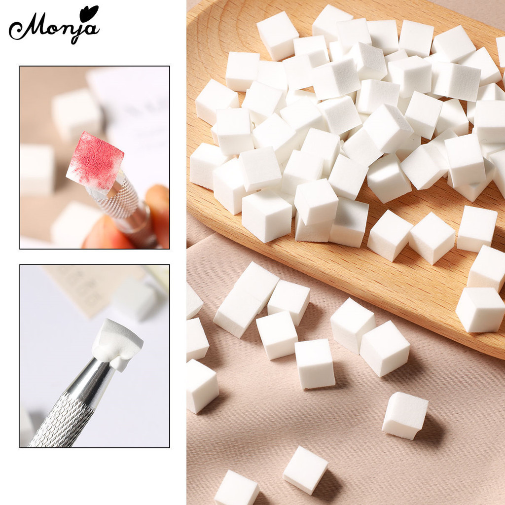 Monja 100PCS Small Nail Gradient Soft Sponge Design Square Drawing ...