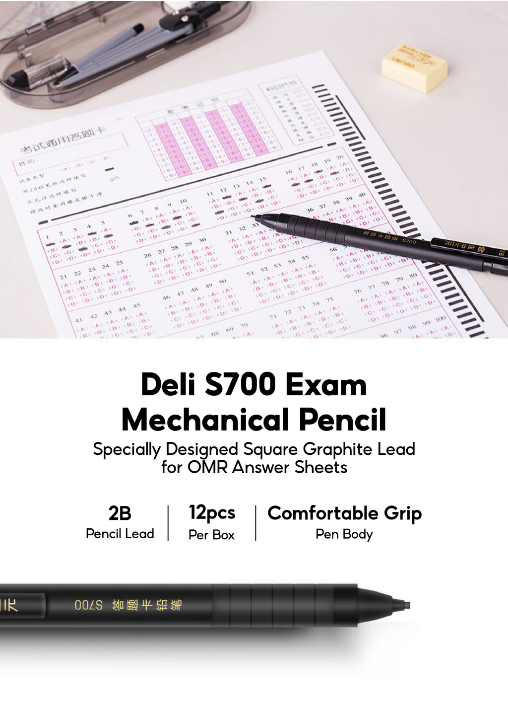 Deli TRIUMPH Exam Series 0.6mm 2B Mechanical Pencil Refill Pensil Ubat ...