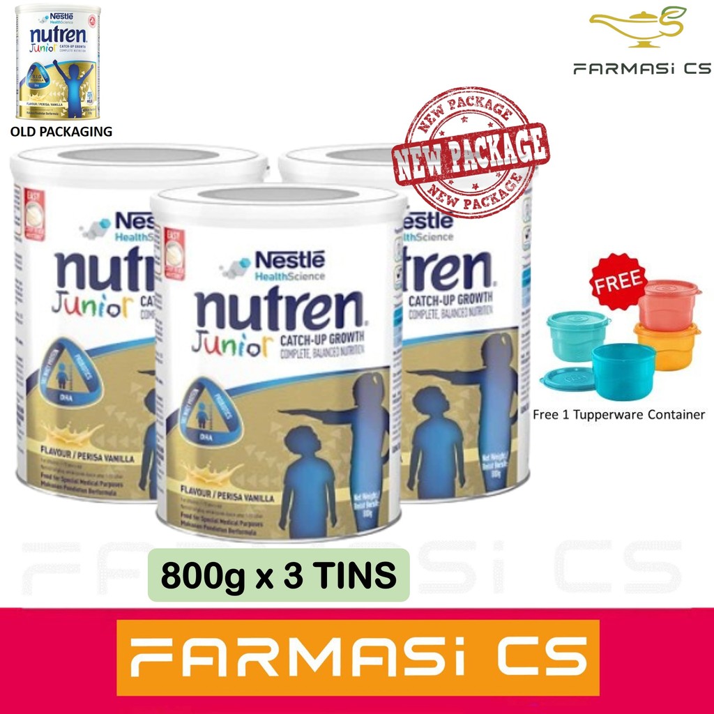 Nestle Nutren Junior Catch - Up Growth Vanilla 800g x 3 Tins FOC Mini ...