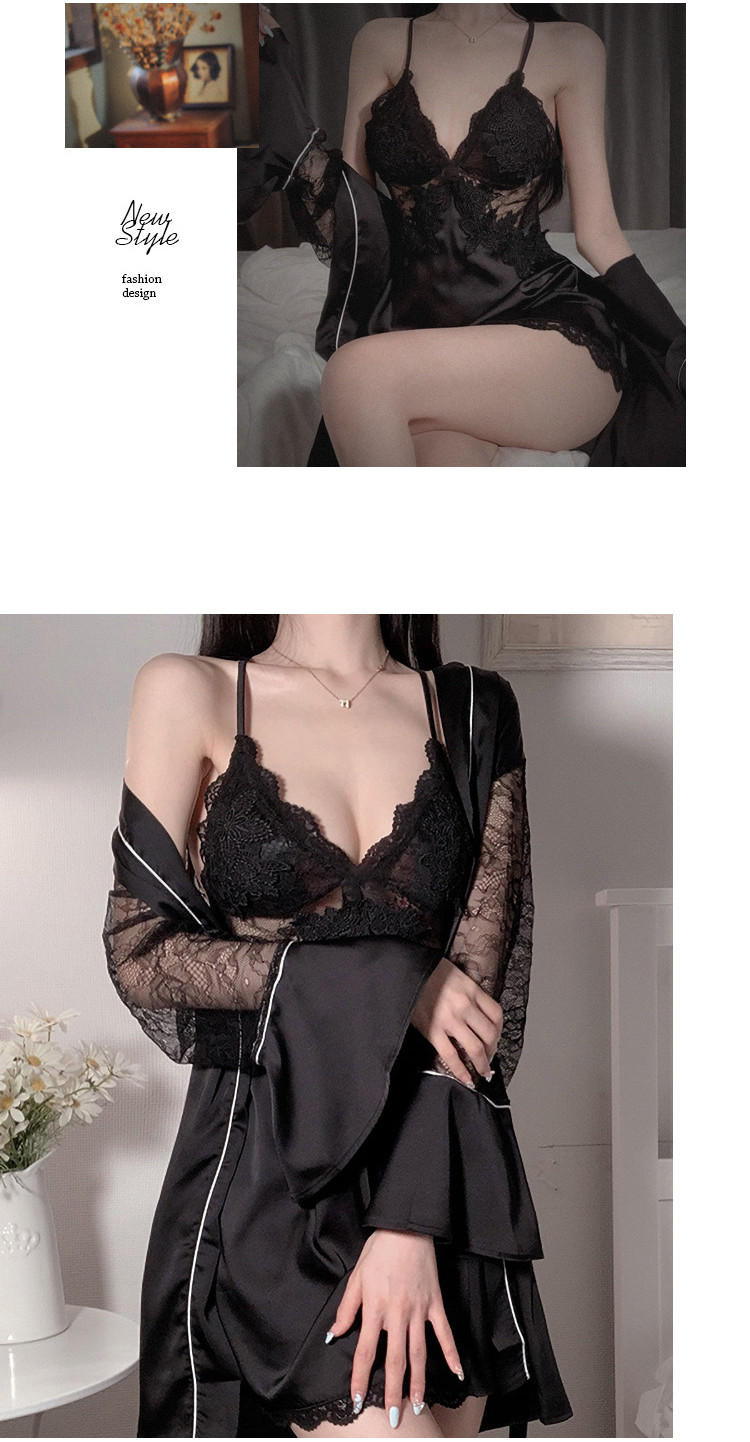 Pure Desire Style Pajamas Women's Spring, Summer and Autumn Sexy Lace Sling Nightdress Nightgown ...