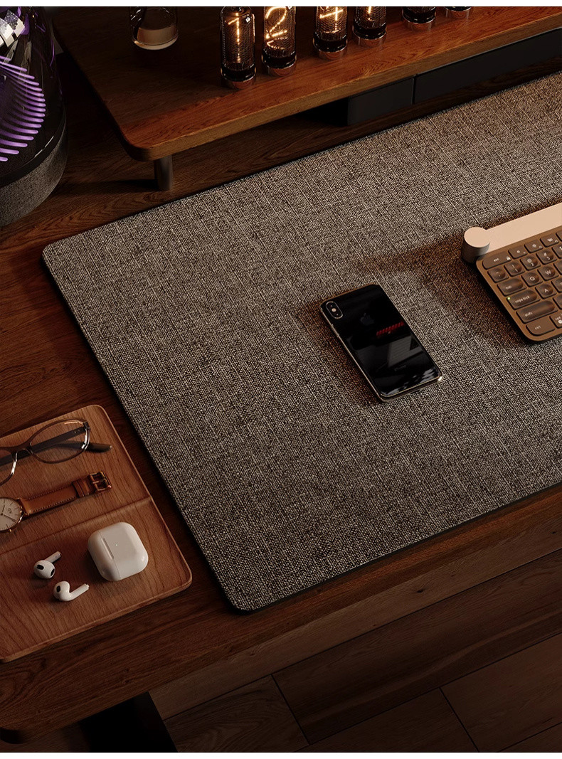 [Fast Shipping] Desk Pad Computer Desk Pad Cotton Linen Texture Leather ...