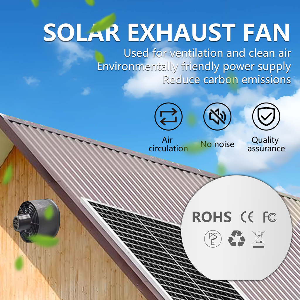 DC Solar Air Fan Mini Exhaust Fan siling PVC ekzos paip 20W 12 inci ...