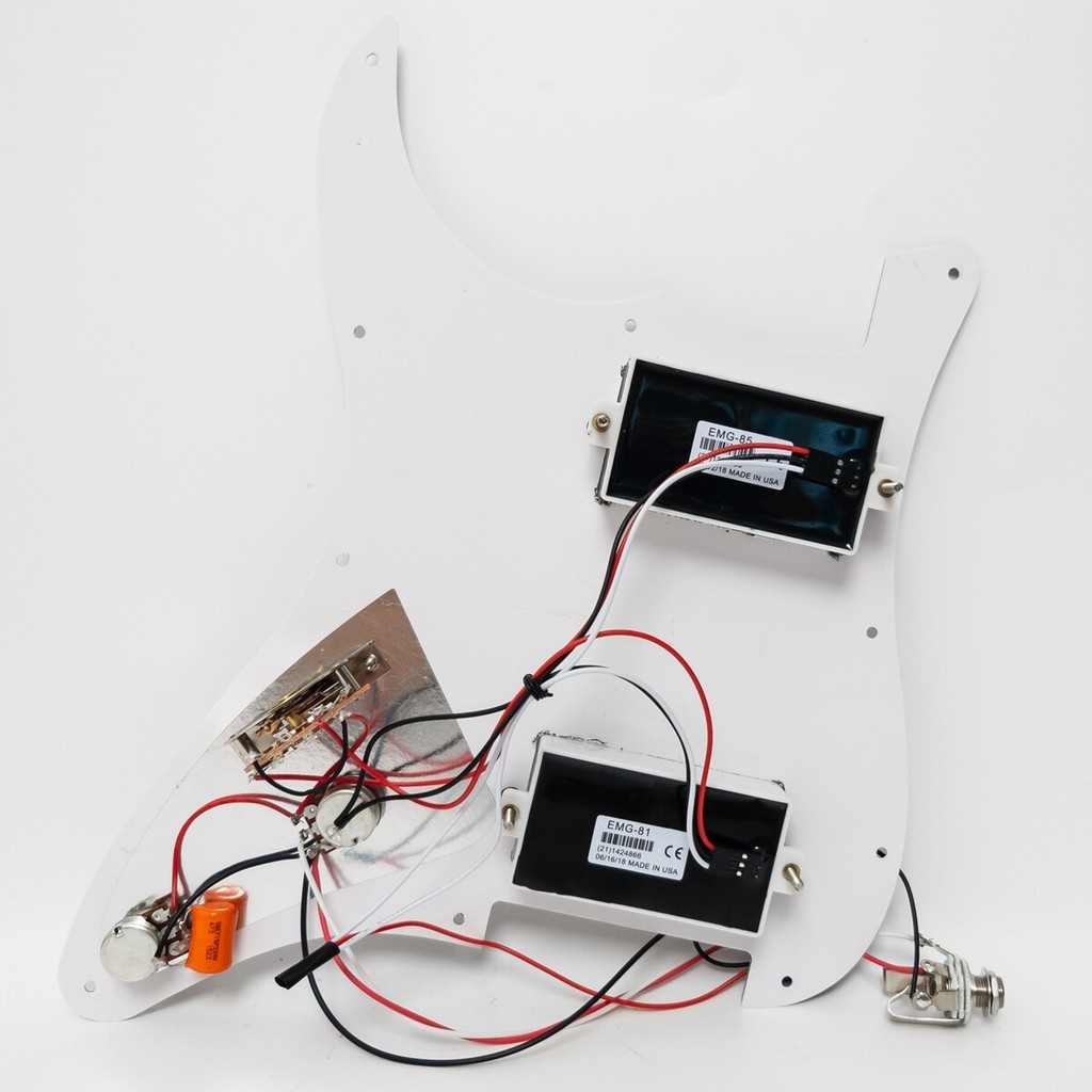 Prewired Loaded Guitar Stratocaster Pickguard White EMG Active ...