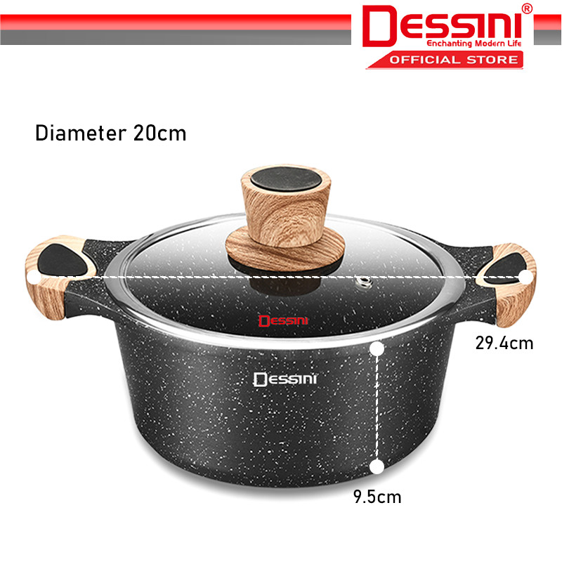 DESSINI Italy Casserole Die Cast Aluminium Induction Non-Stick Pot ...