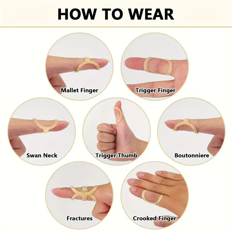 5PCS Finger Fixing Splint Flexible Ring & Finger Sheath Hammer Shaped ...
