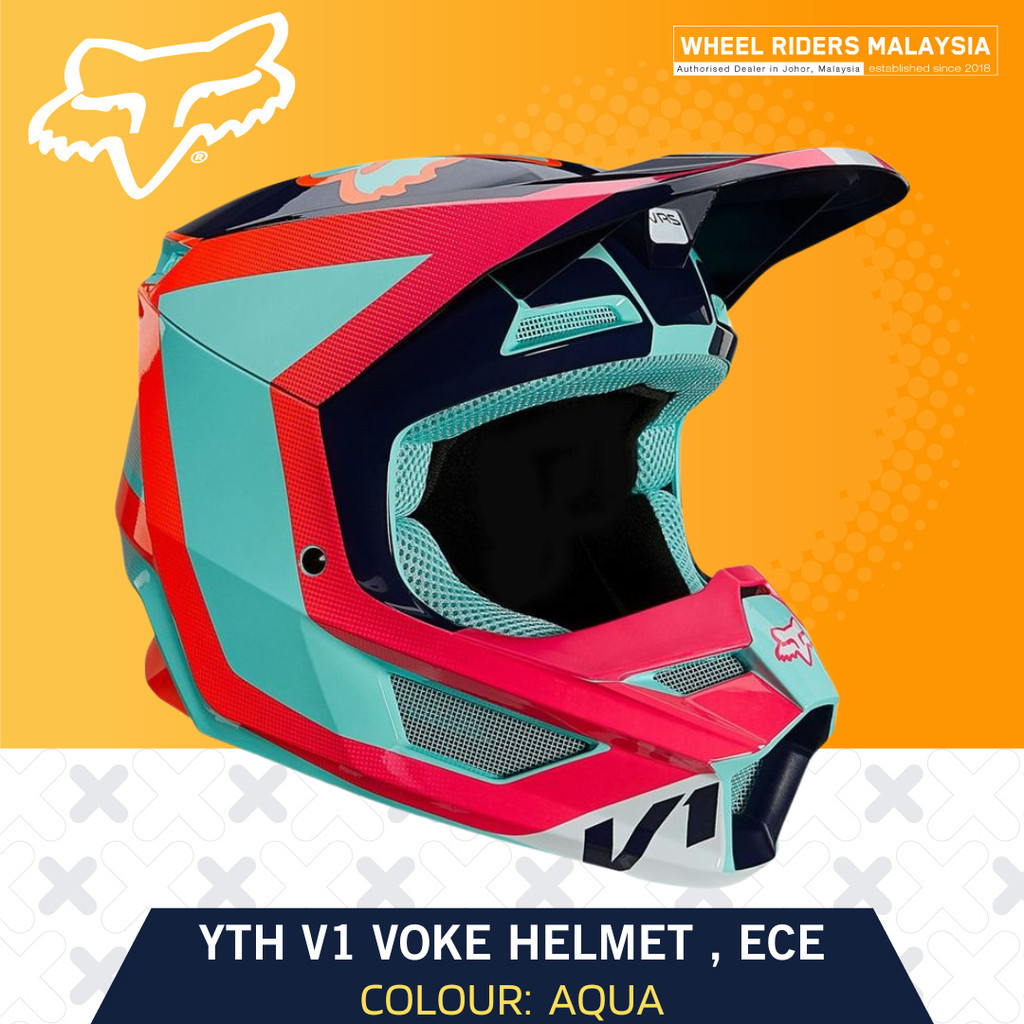 Fox Youth V1 Voke Helmet , ECE Kid Motocross Helmet | Shopee Malaysia