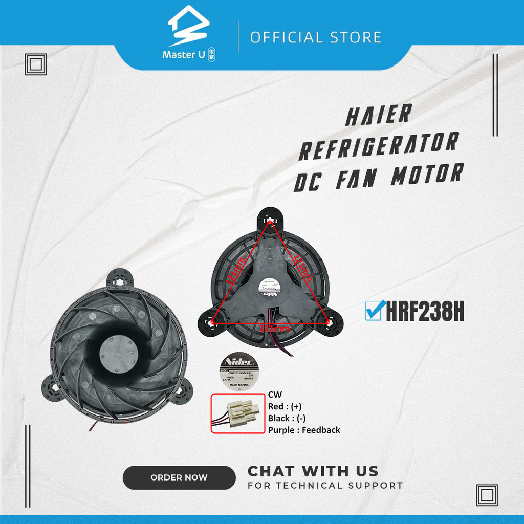 (ORIGINAL) HAIER HRF238H Refrigerator DC Fan Motor GW12E12MS1FB-52 ...