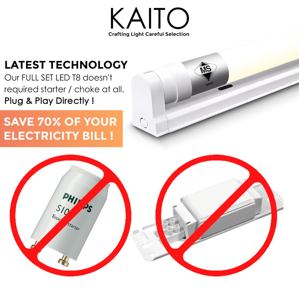 【COMPLETE SET】 LED T8 Tube Light Lampu LED Panjang Lampu Kalimantang LED Light Tube Siling Lampu ...