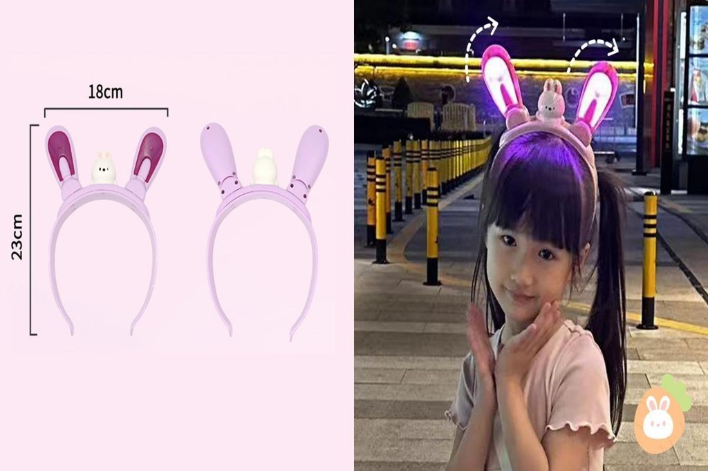 Socandy Cute Light-up Headband Swinging Bunny Ear Headband Color ...