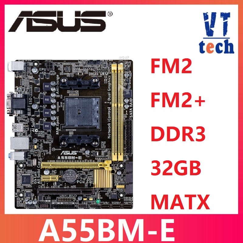 For ASUS A55BM-E Used original motherboard Socket fm2 FM2+ DDR3 A55 a58m a55m a68 a68m Desktop ...