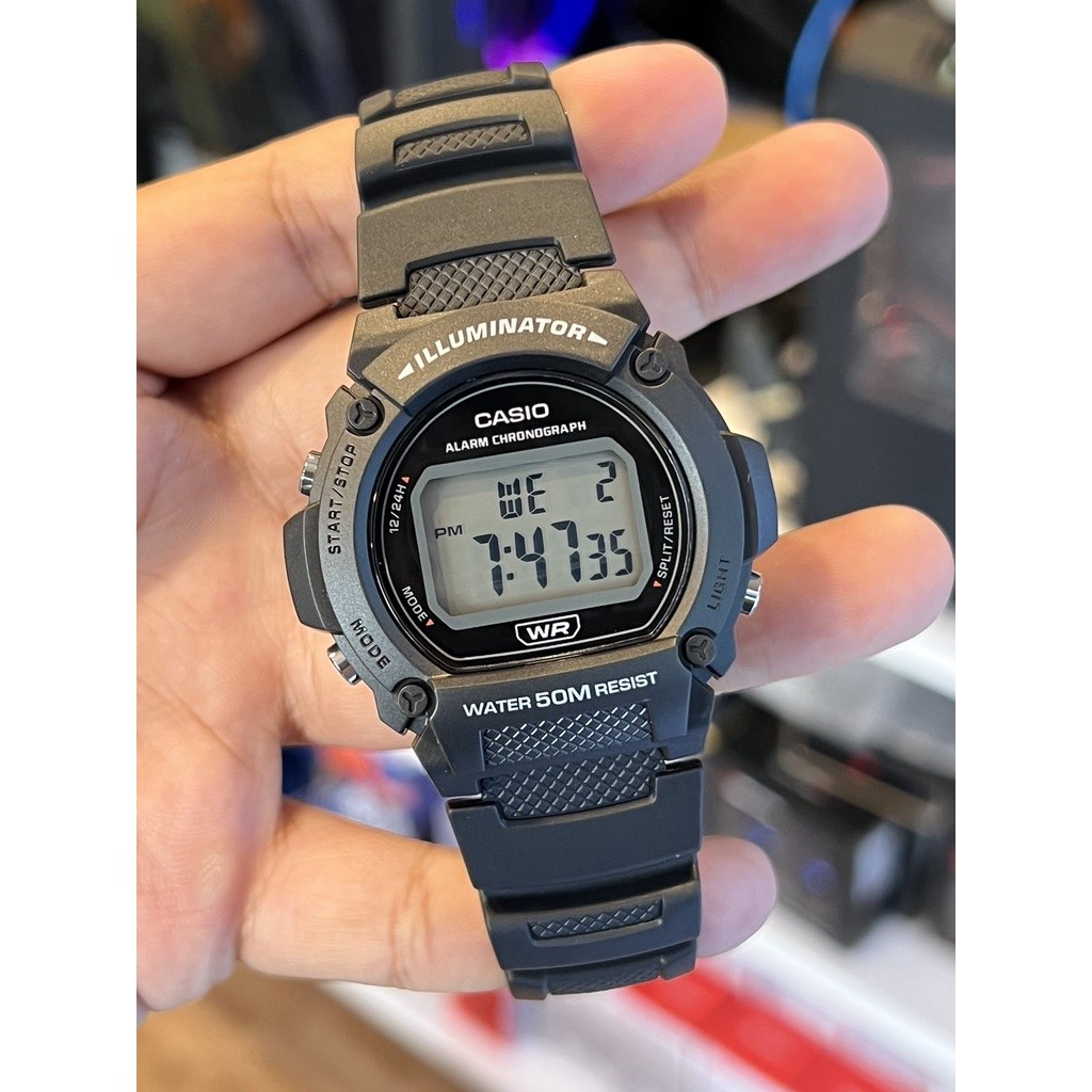 ORIGINAL CASIO Illuminator Digital Black Resin Band Watch W219H-1AV ...