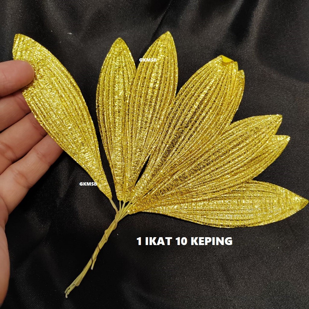 10pcs/ikat DAUN EMAS GOLD Leaf Cucuk Sanggul / Daun hantaran Daun ...