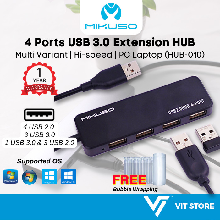 MIKUSO USB 3.0 4 Ports Extension Hub USB 2.0 PC Laptop Accessories ...