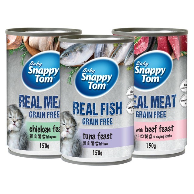 Baby Snappy Tom Canned Wet Food (150G) - Tuna Feast, Beef Feast ...