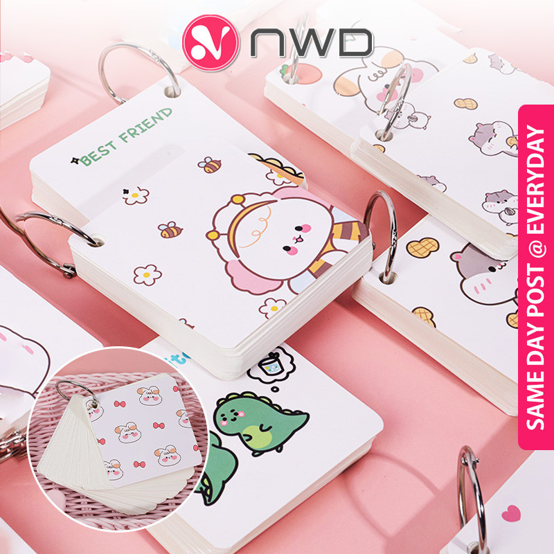 𝗘𝗔𝗦𝗬 𝗙𝗟𝗜𝗣 》 Portable Blank Flash Card Plain Paper Ring Binder Mini ...