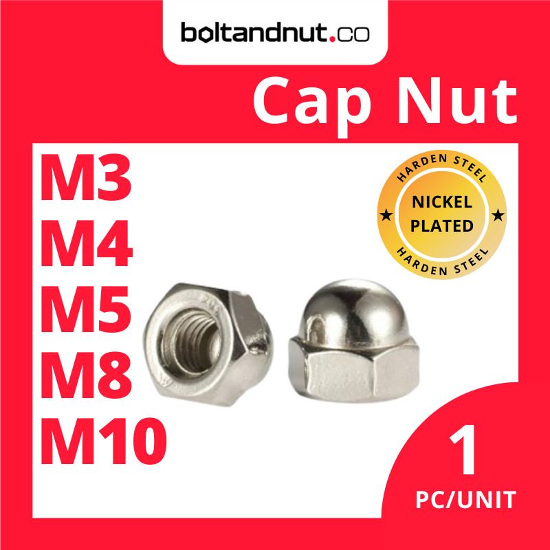 Cap Nut JIS | Nickel Plating | M3 M4 M5 M6 M8 M10 M12 | Dome Nut Acorn ...