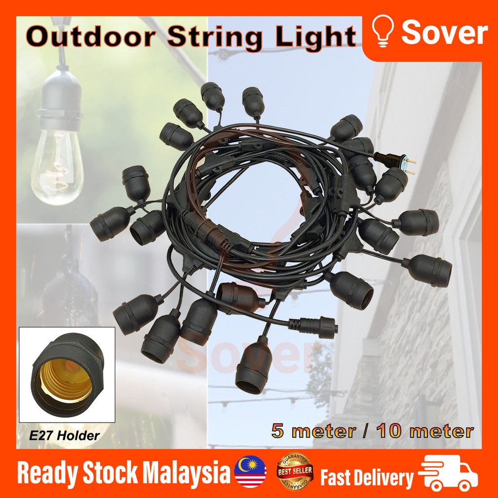 10 Meter 20 unit E27 Lamp Holder Waterproof Outdoor LED String Light ...