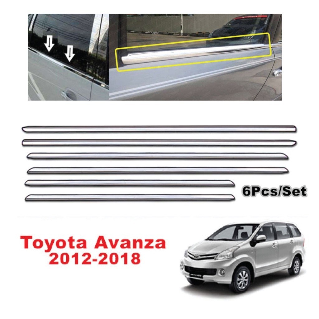 Toyota Avanza 2012-2018 Window Trim Chrome Lining / Door Belt Moulding ...