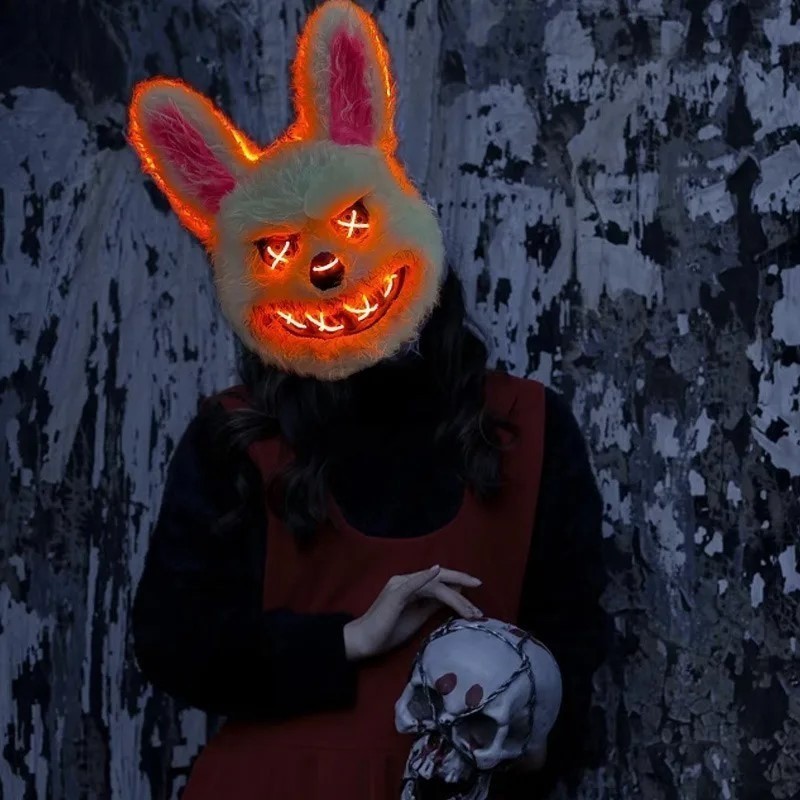 Halloween Plush Luminous Mask - Plush Rabbit Halloween Party Cosplay ...