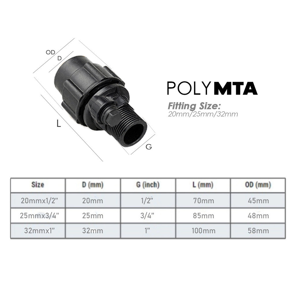 Poly Fitting Poly Pipe Connector HDPE Poly Pipe Fitting Sambungan Paip ...