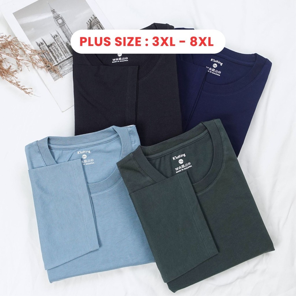 Klothing T shirt Plus Size Lengan Panjang (3XL-8XL) T shirt Lelaki Perempuan Plus Size | Cotton ...