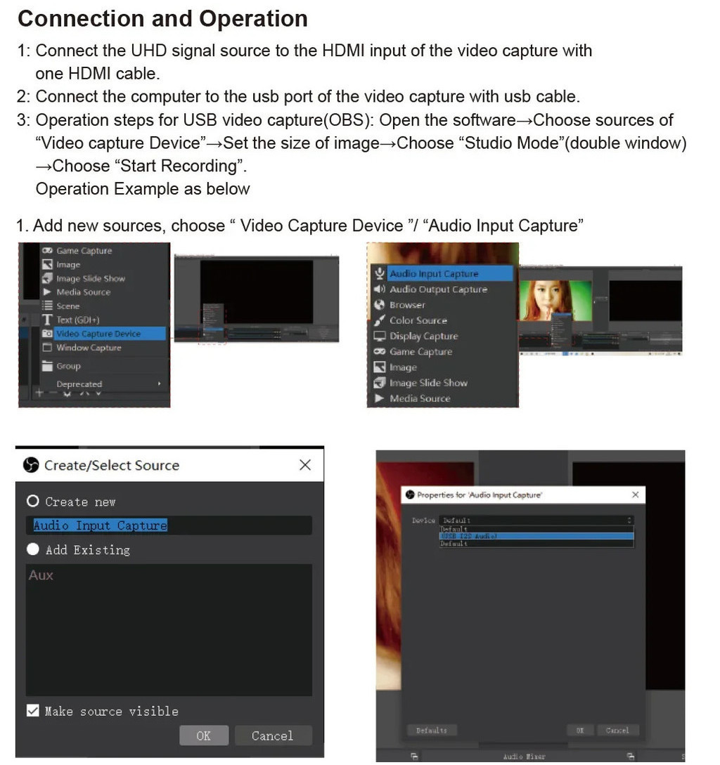 USB C Video Capture Card HDMI to USB 2.0 Type-C 4k 30hz 1080P 60fps HD ...
