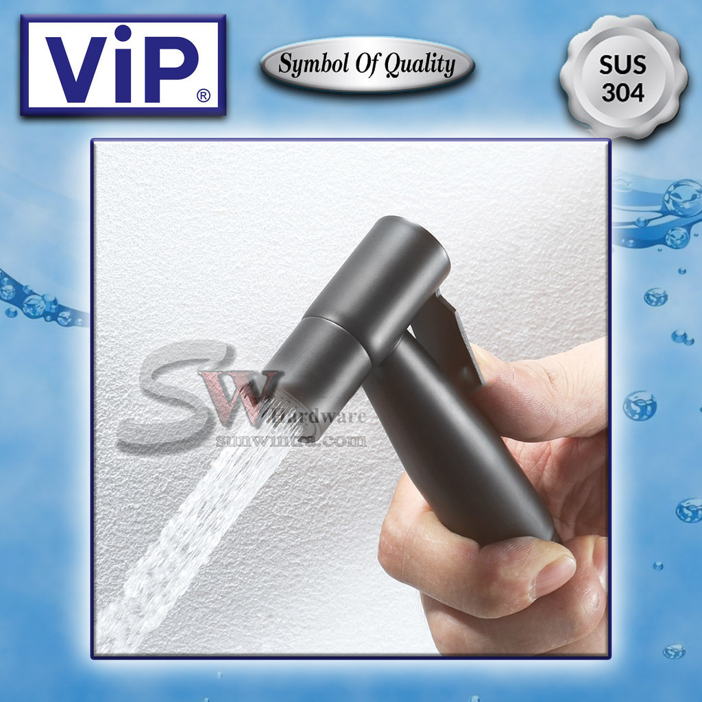 VIP SUS304 MATT GREY HAND BIDET SET WITH 1.2M HOSE BIDET SET #MG-6666 ...