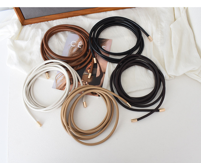 New soft leather rope belt women's knotted decorative waist rope long ...