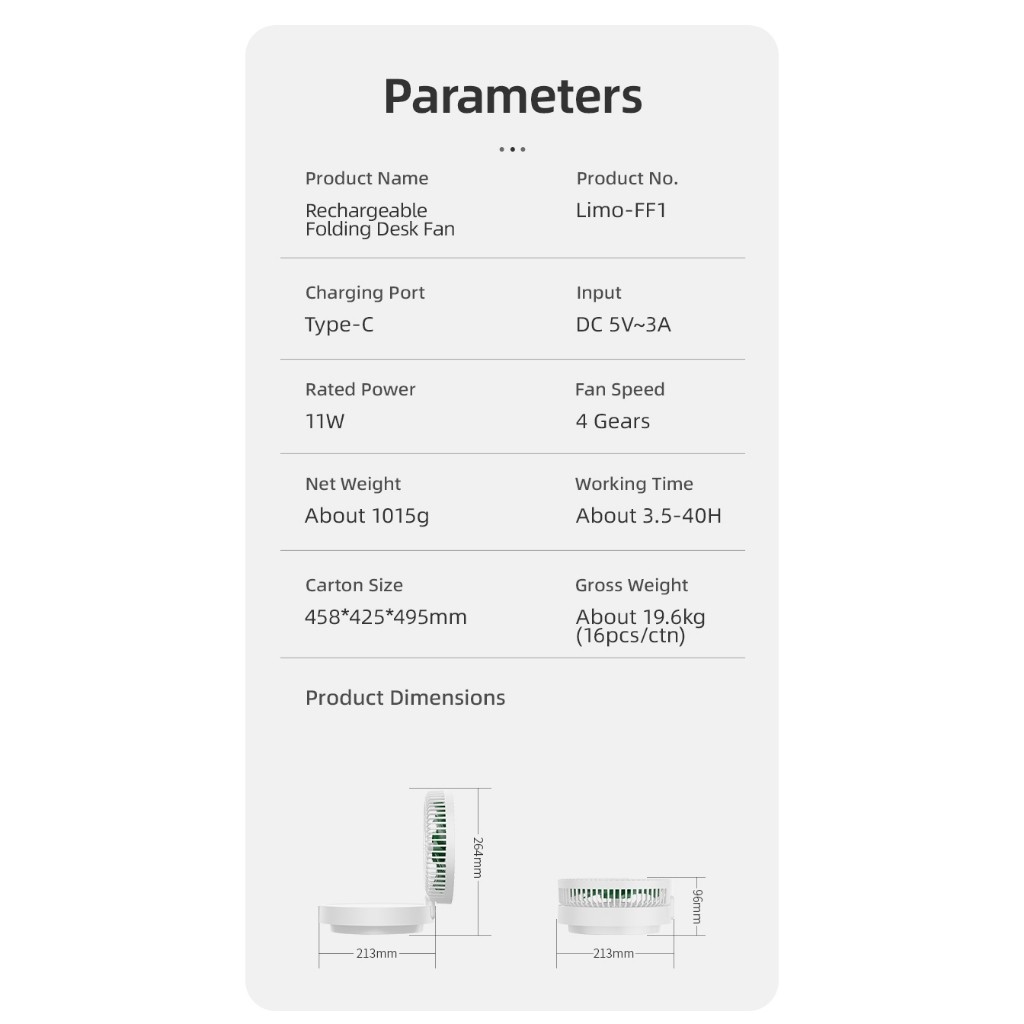 LEMOISTAR FF1 Cooling Air Dual-Use Kitchen Desktop Rechargeable Small ...