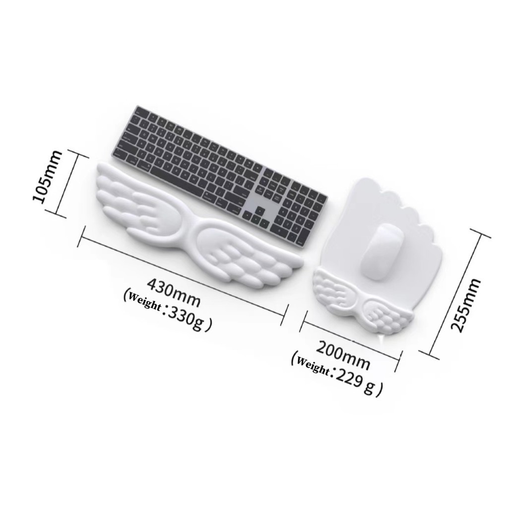 Angel Wings Keyboard Wrist Rest Large Silicone Desk Mat Creative Design ...