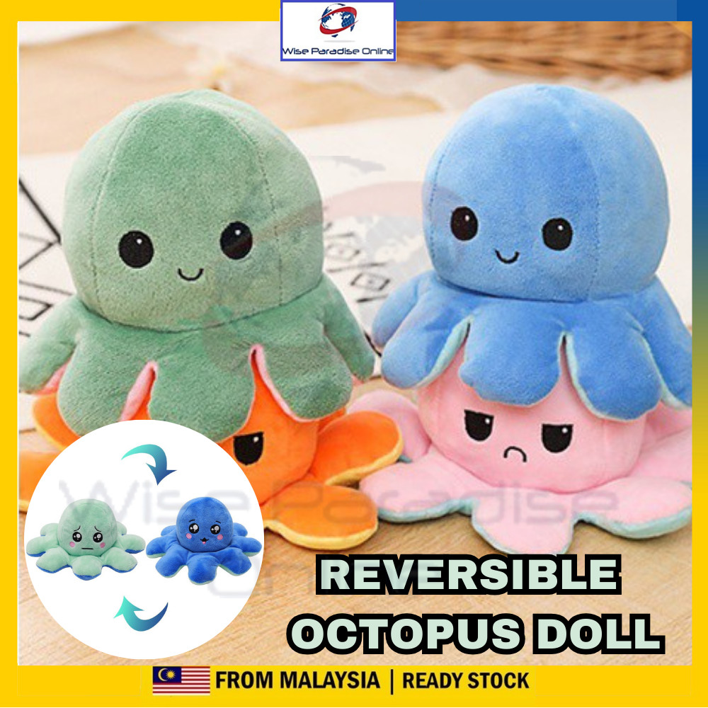 Reversible Octopus Plush Doll Soft Toy Cute Bipolar Stuffed Animal Gift ...